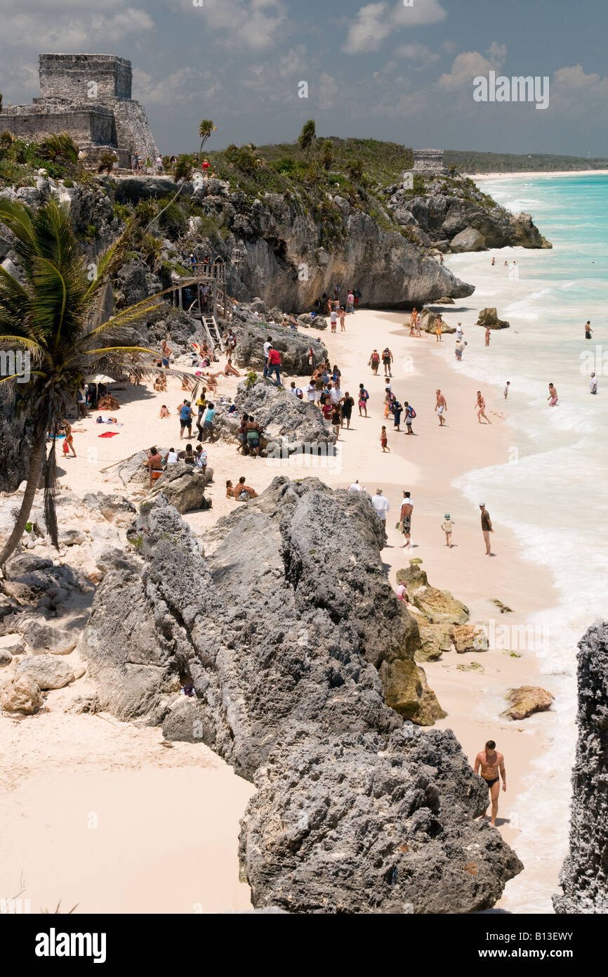 Mayan ruins and beach at Tulum Mexico Stock Photo - Alamy