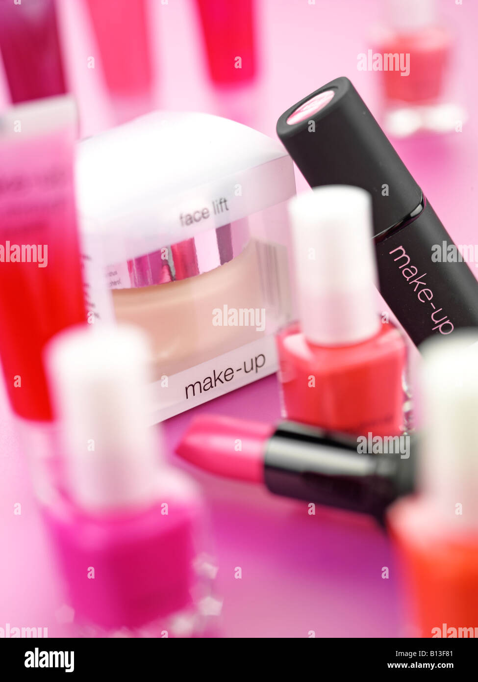 MAKE-UP ON PINK Stock Photo - Alamy