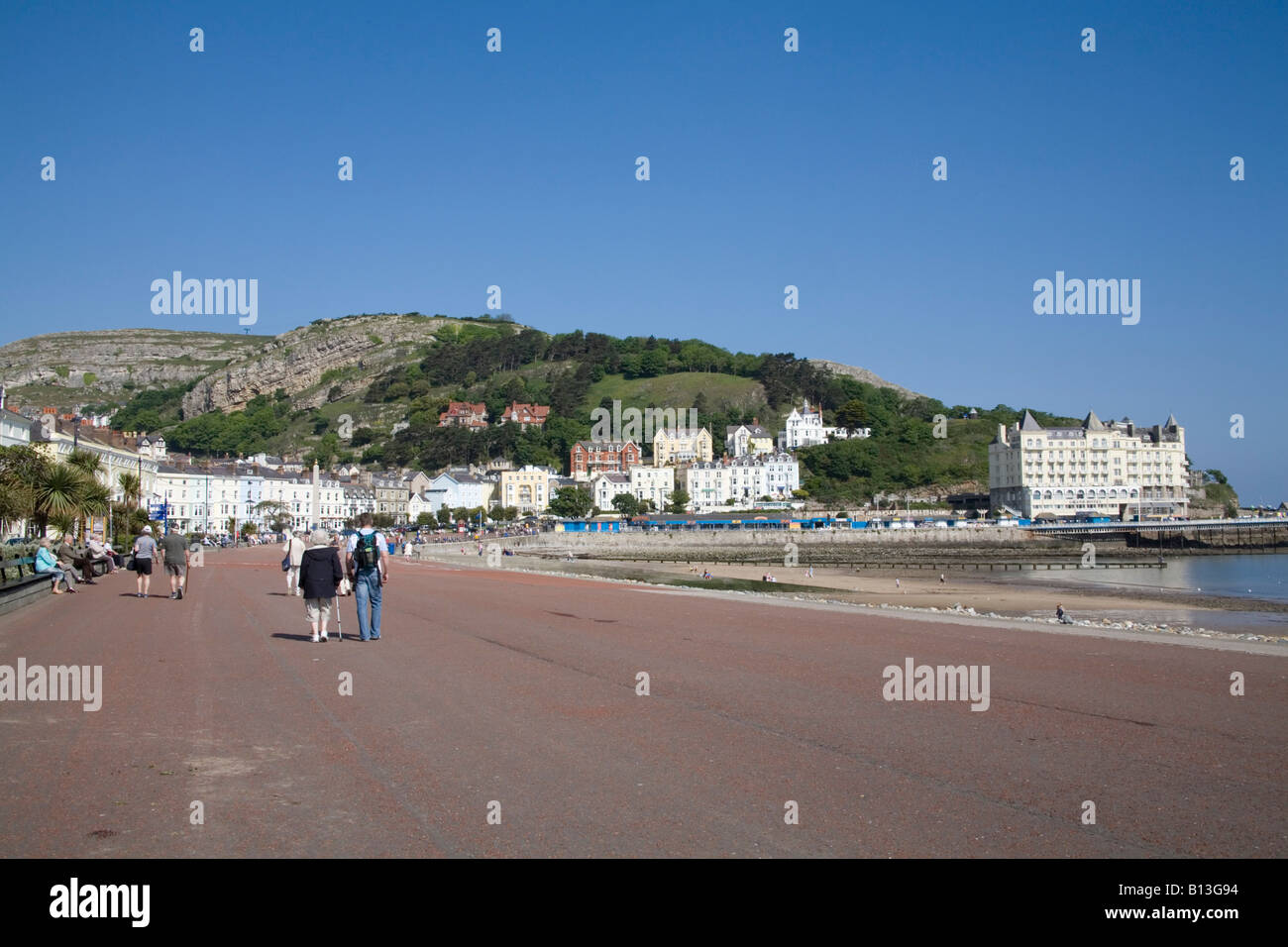 Llandudno Conwy North Wales UK May Looking along the wide promenade to ...