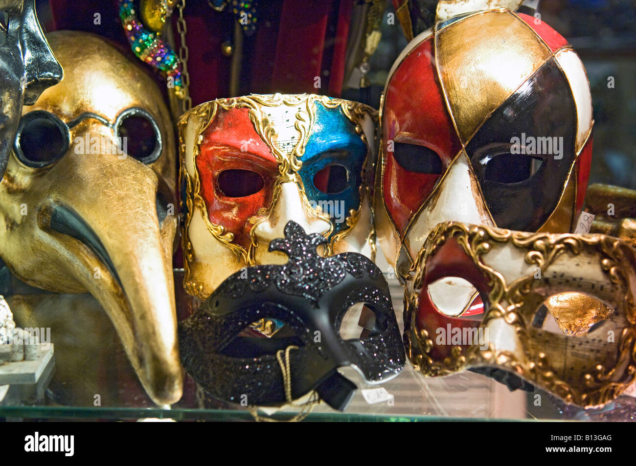 Venetian Masks on Display in a Shop Window, Venice, Italy Stock Photo - Alamy