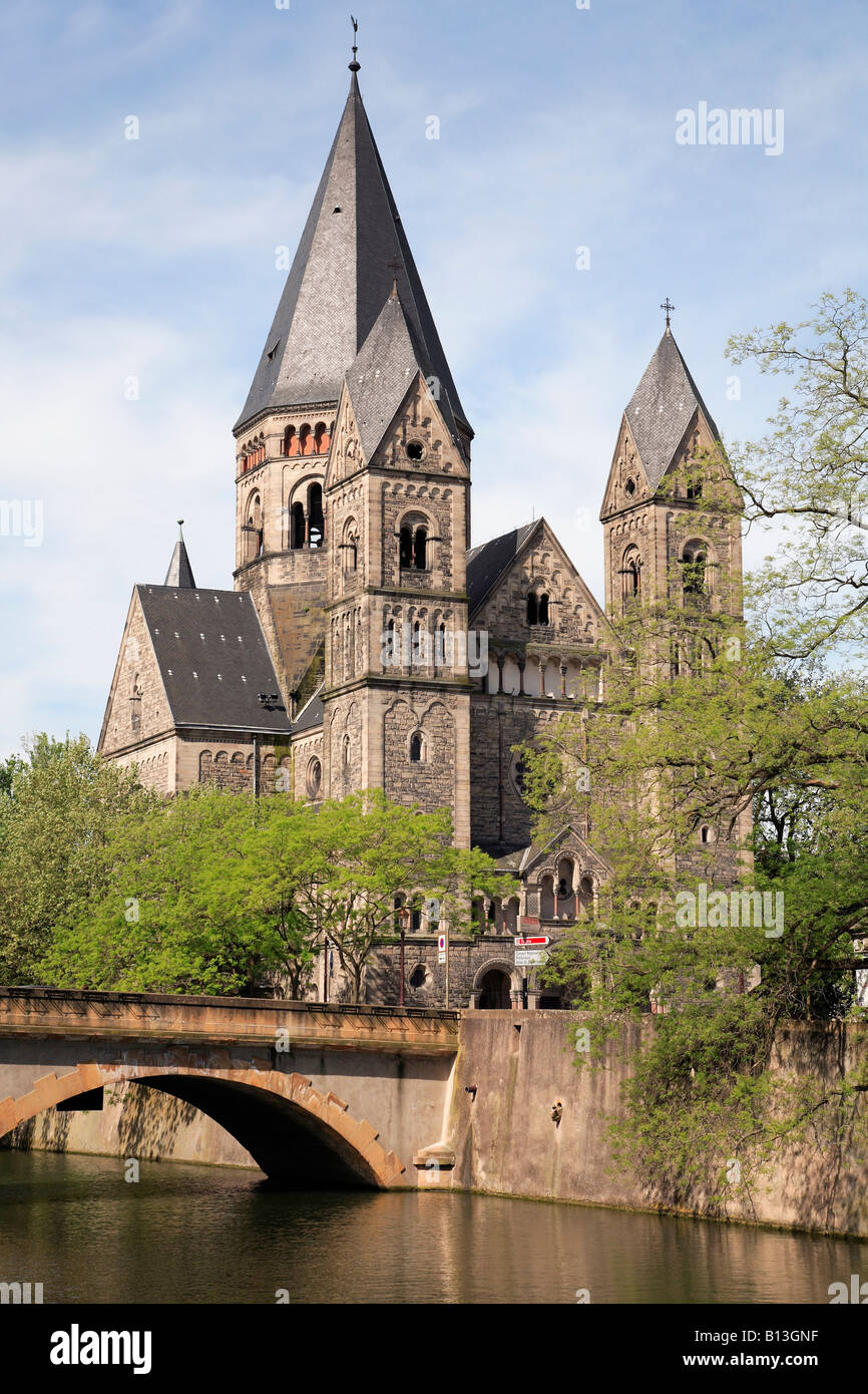France Lorraine Metz Temple Neuf protestant church Moselle river Stock ...