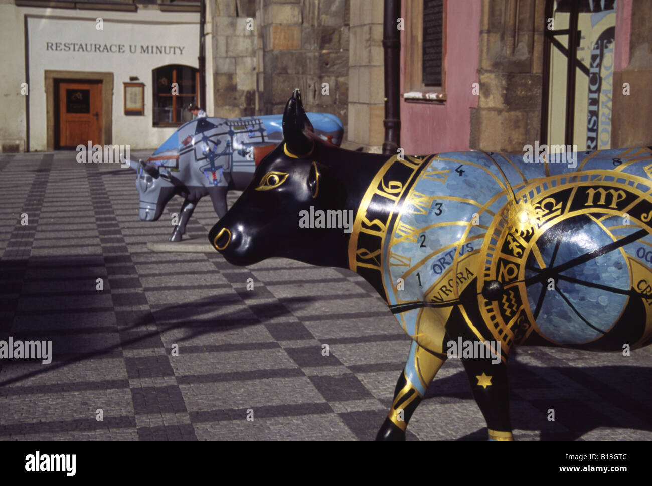 Taurus Bull Street Art Sculpture and Astonomical Clock Zodiac Design ...