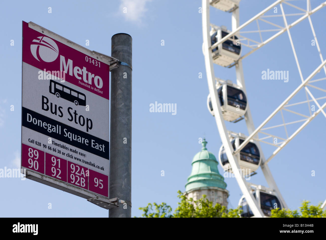 Metro Bus Stop with Belfast Wheel in background Donegall Square East ...