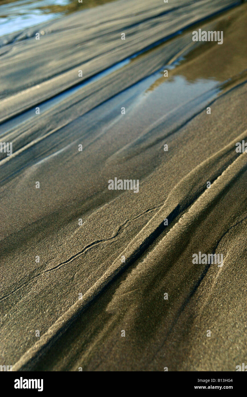Sand Patterns, Raglan Beach, New Zealand Stock Photo - Alamy