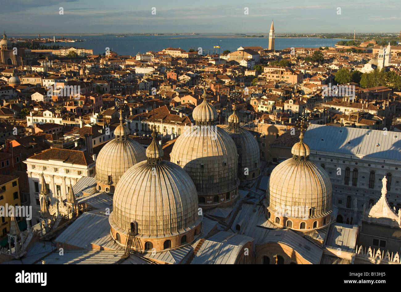 Aerial view of St Marks Basilica from the Campanile Bell Tower in ...