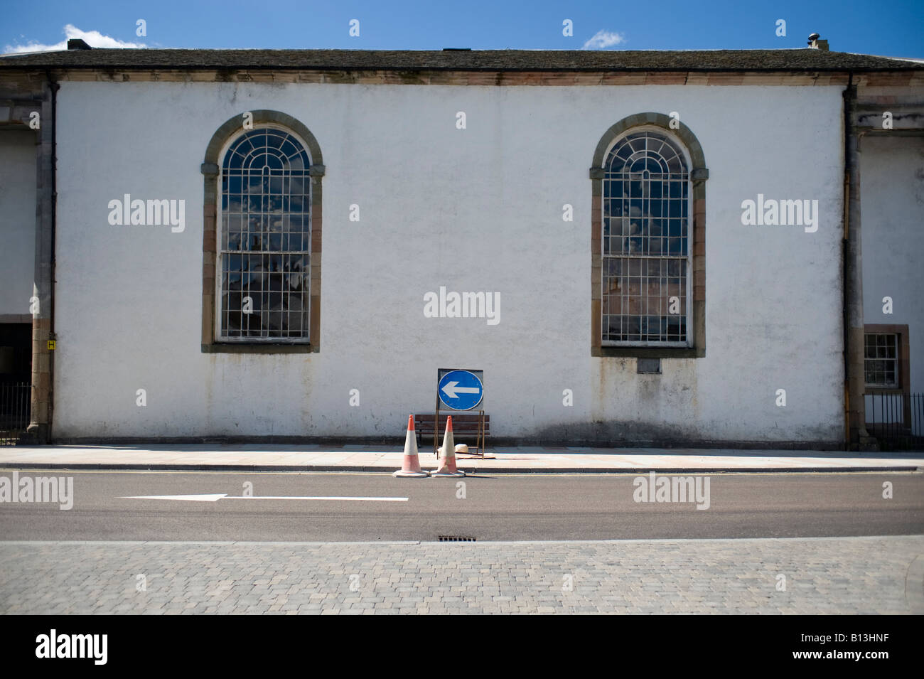 georgian church and one way sign at Inveraray model town argyll ...
