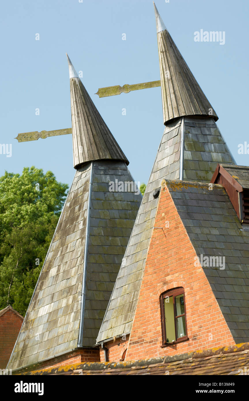 Roof of Oast House converted into a home near Ledbury in Herefordshire ...