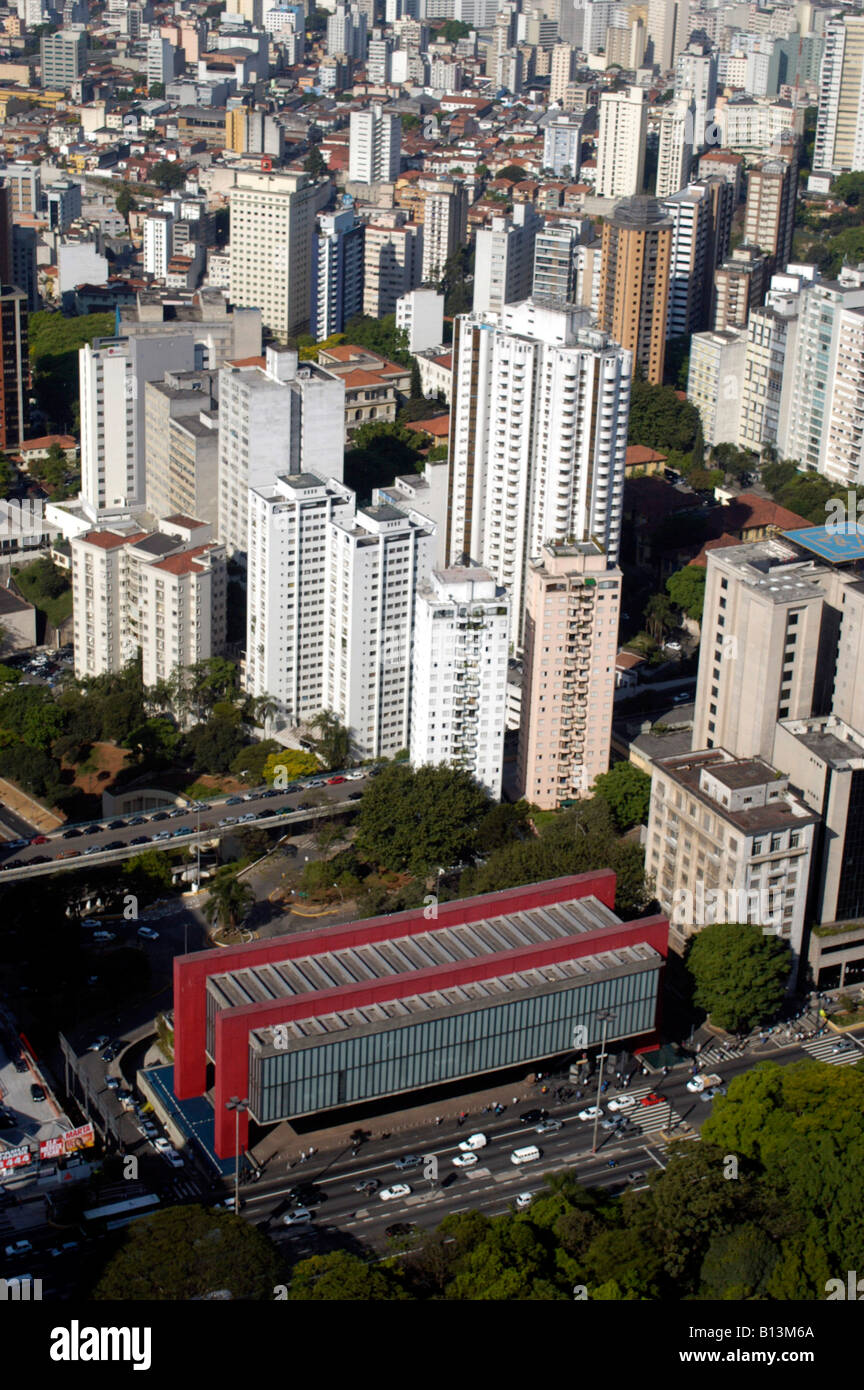 Aerial view of Sao Paulo s Art Museum MASP located at Paulista Avenue ...