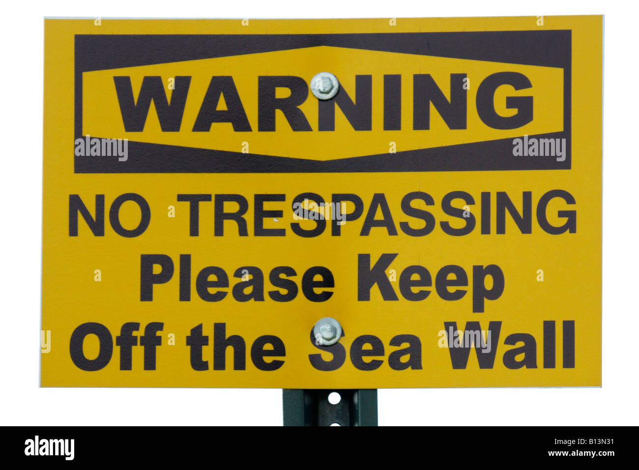 Warning - No Trespassing Please Keep off the Sea Wall Sign Stock Photo ...