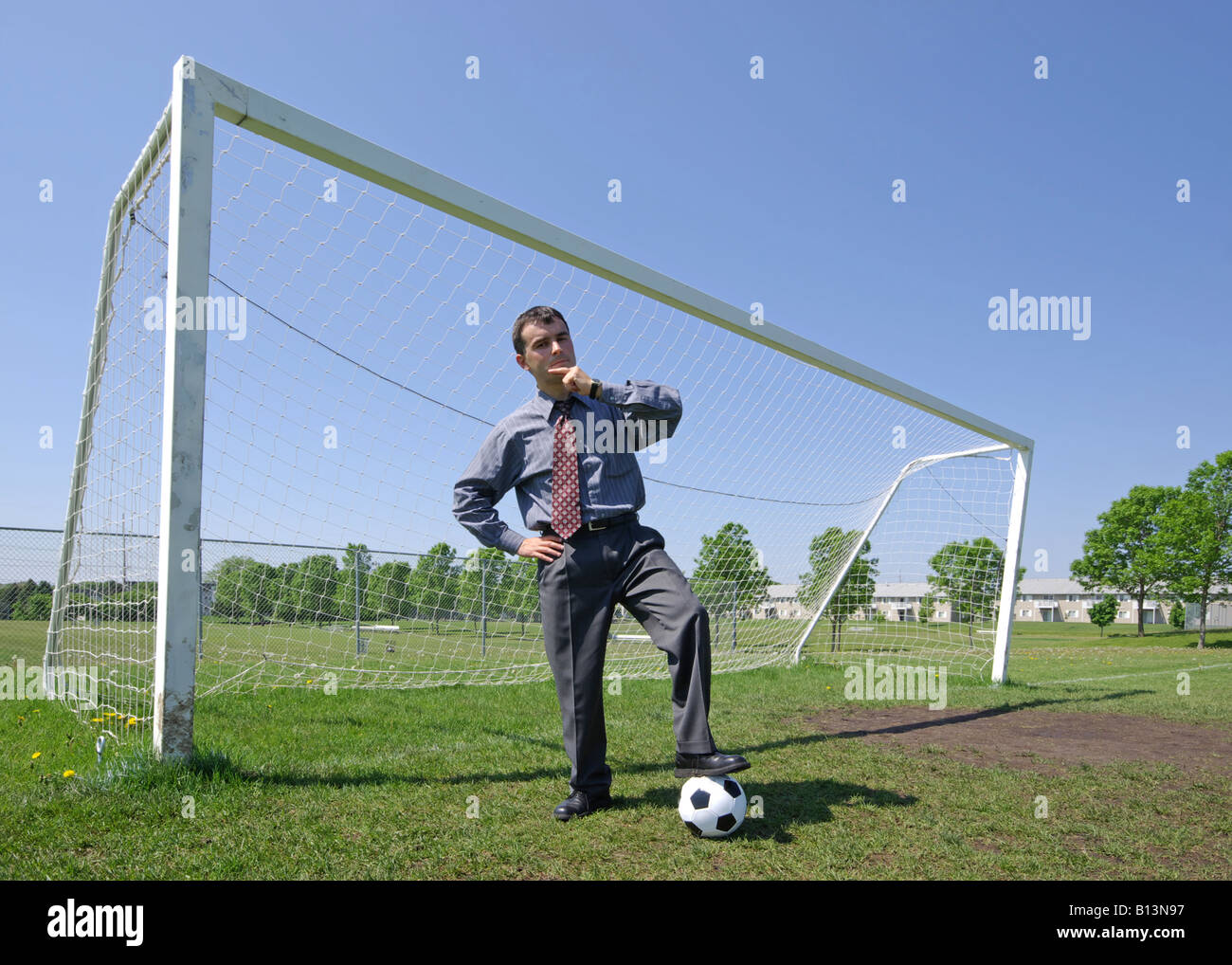Football player defending the goal, concept Stock Photo - Alamy