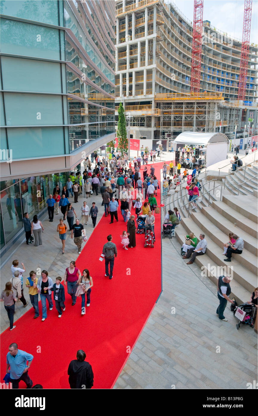 Liverpool One 1 shopping centre mall on opening day with large crowds ...