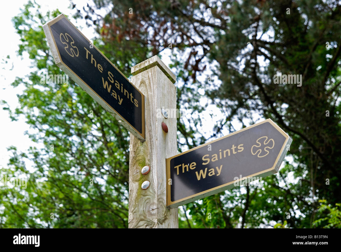 the "saints way" sign, directs walkers along an ancient trade route ...