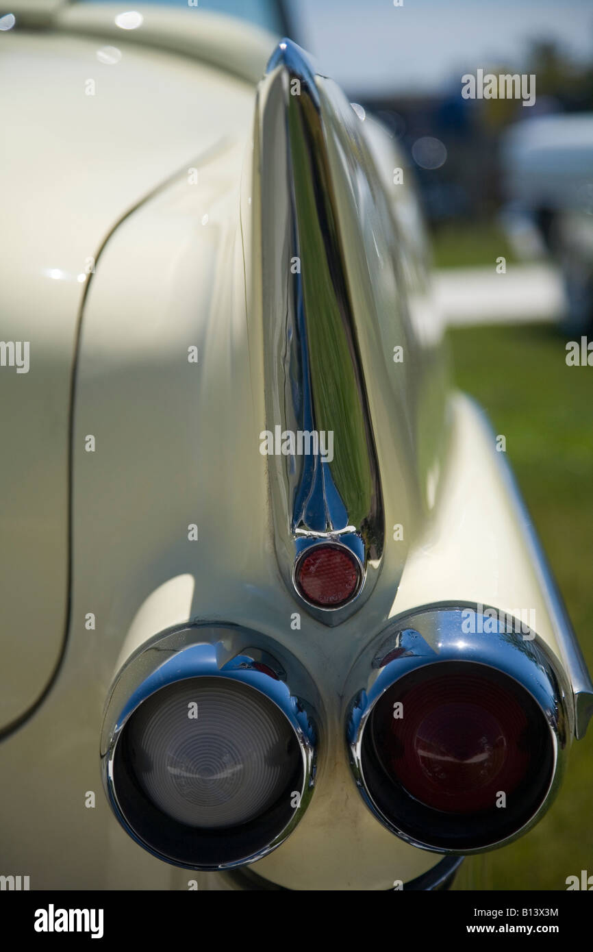 Close up of the tail fin light of a classic car from the 50's Stock ...
