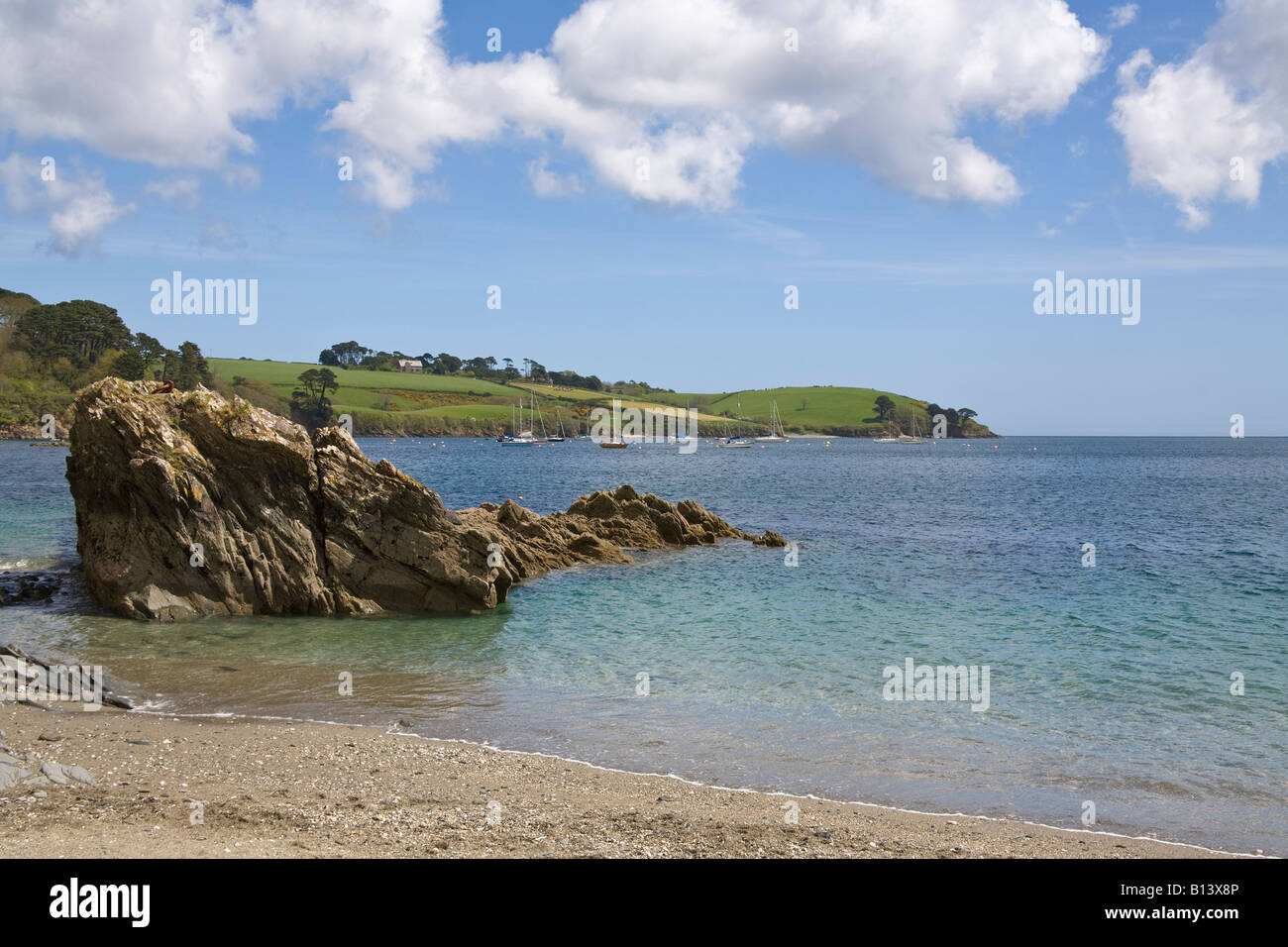 Trebah Beach, Helford River, Mawnan Smith, Falmouth, Cornwall, England ...