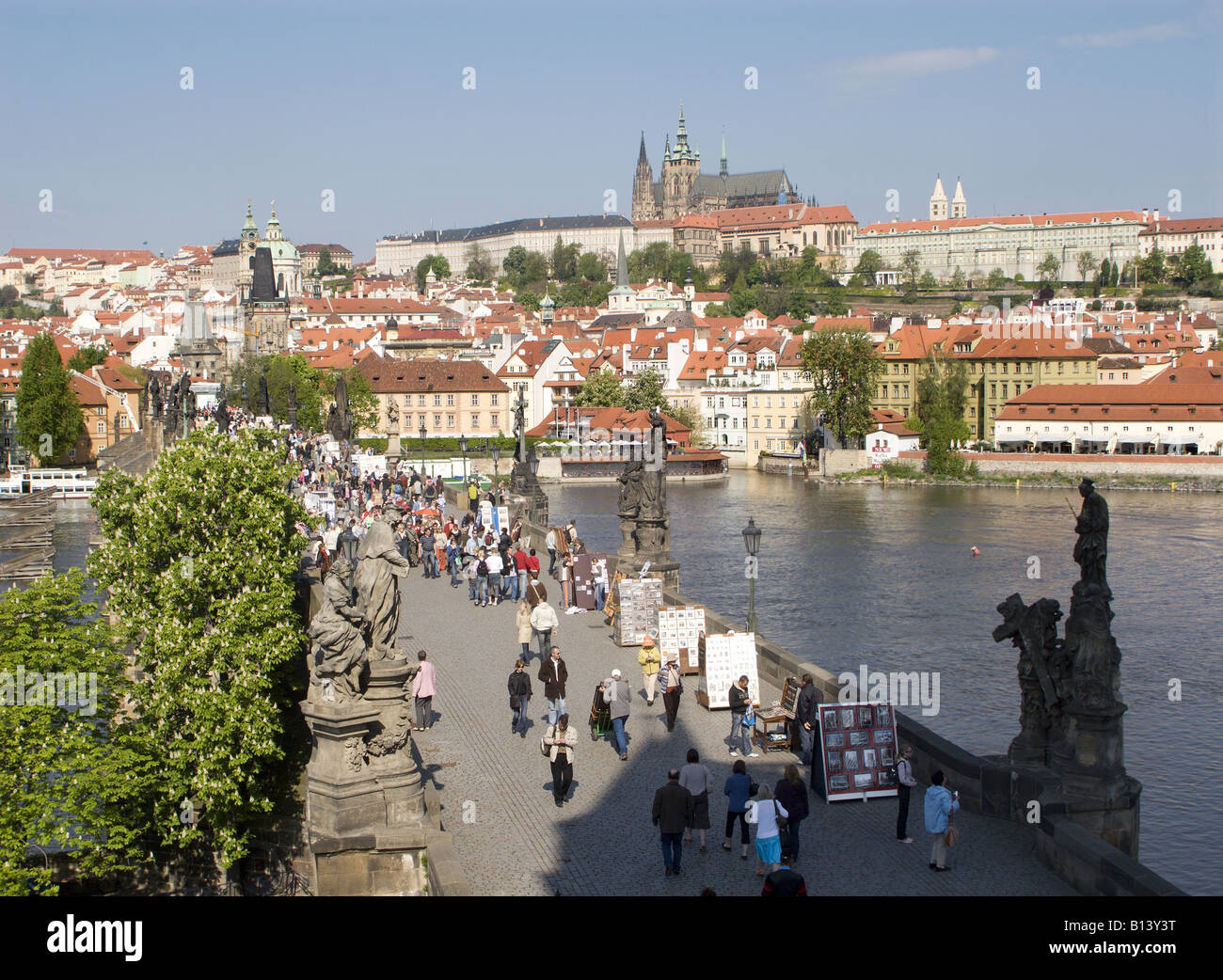 Prague - Charles bridge and Vitus cathedral Stock Photo - Alamy