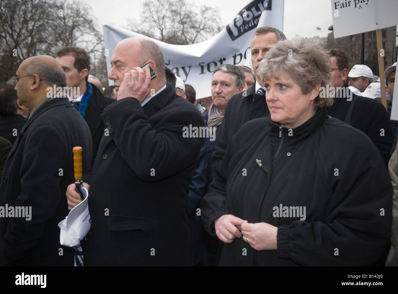 John Francis and Jan Berry at the head of the police march in London ...