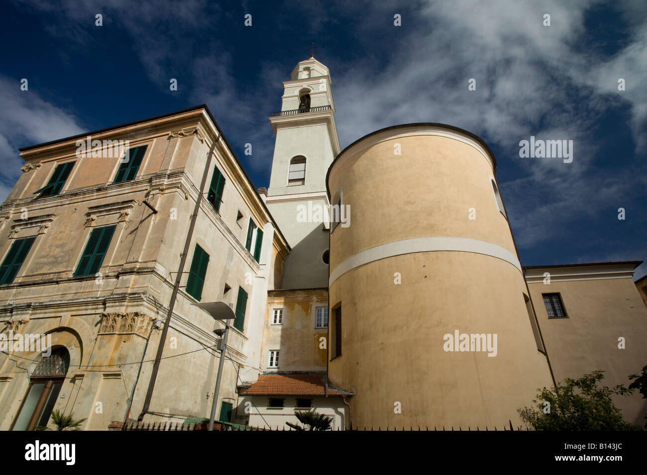 Diano Marina, Liguria, Italy. church tower and old house Stock Photo ...