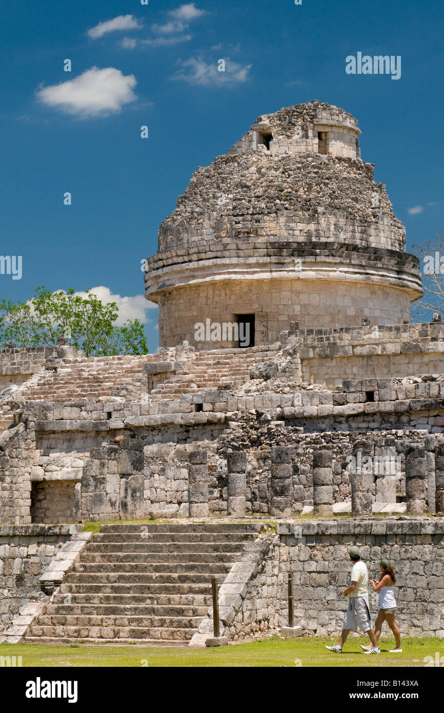 The Observatory at the Mayan ruins of Chichen Itza Mexico Stock Photo ...