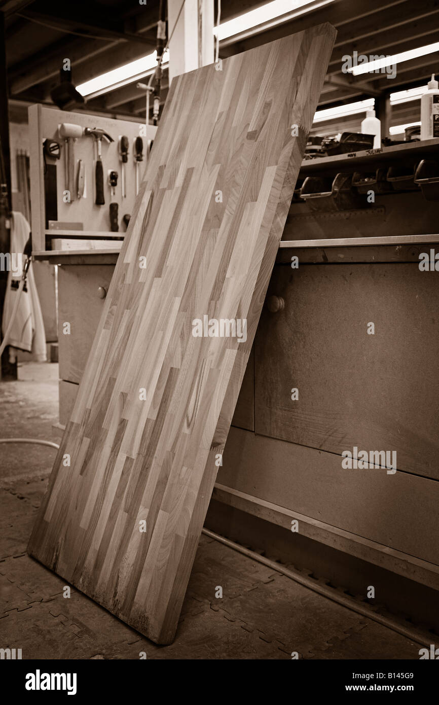kitchen beech block worktop in the warehouse Stock Photo - Alamy