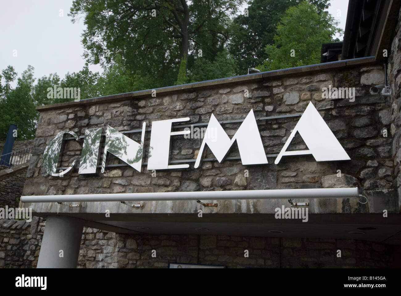 stainless steel cinema sign Stock Photo - Alamy