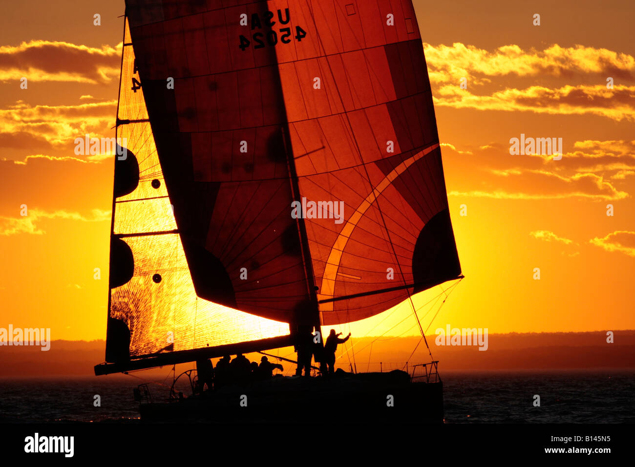 Sunset yacht racing Stock Photo - Alamy