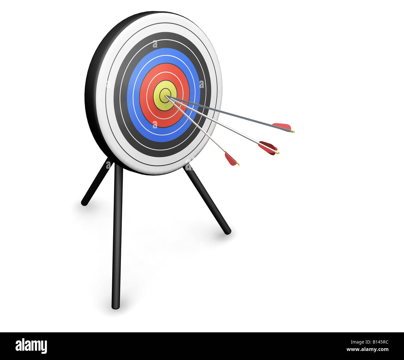 3D render of arrows hitting the bullseye Stock Photo - Alamy