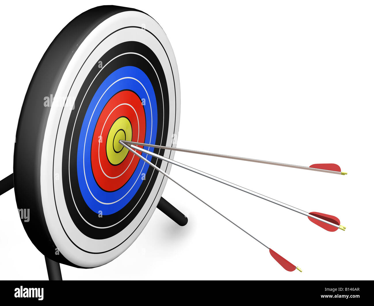 3D render of arrows hitting a target Stock Photo - Alamy