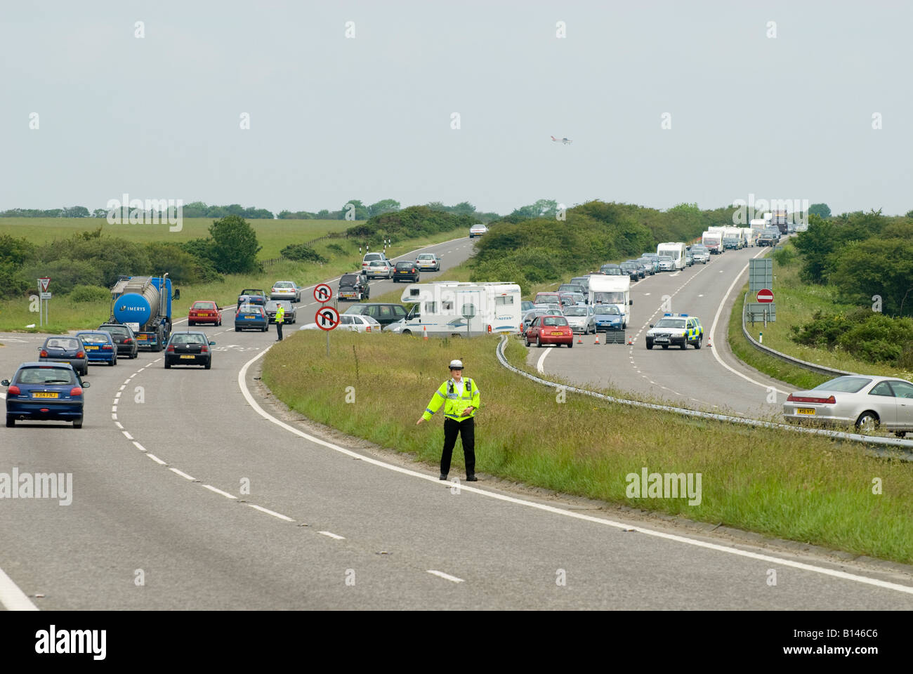 A car accident leads to traffic chaos on the A30, Bodmin, Cornwall ...