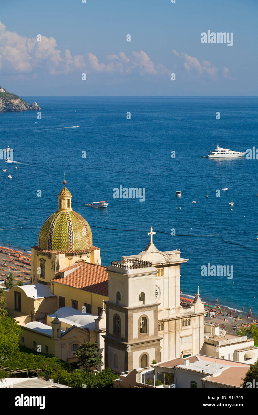 Duomo Baroque Cathedral and Gulf of Solerno, Positano, Campania, Italy ...