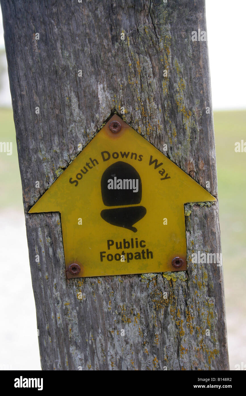 South Downs Way public footpath sign Stock Photo - Alamy