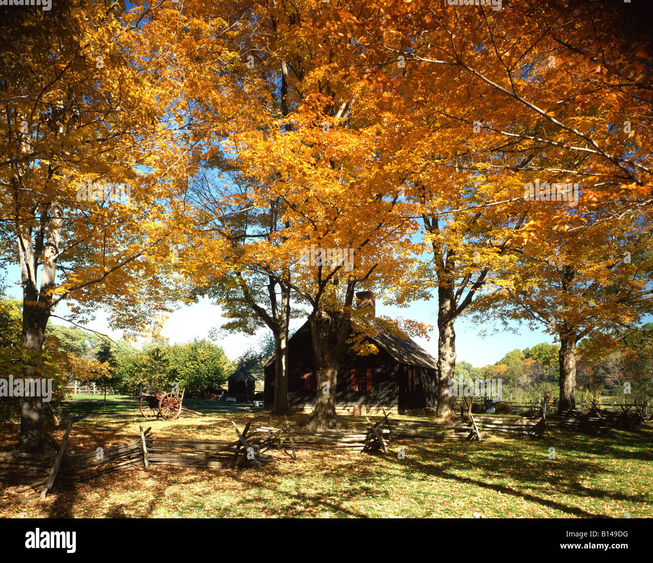 Historic Farmhouse in Autumn Stock Photo - Alamy