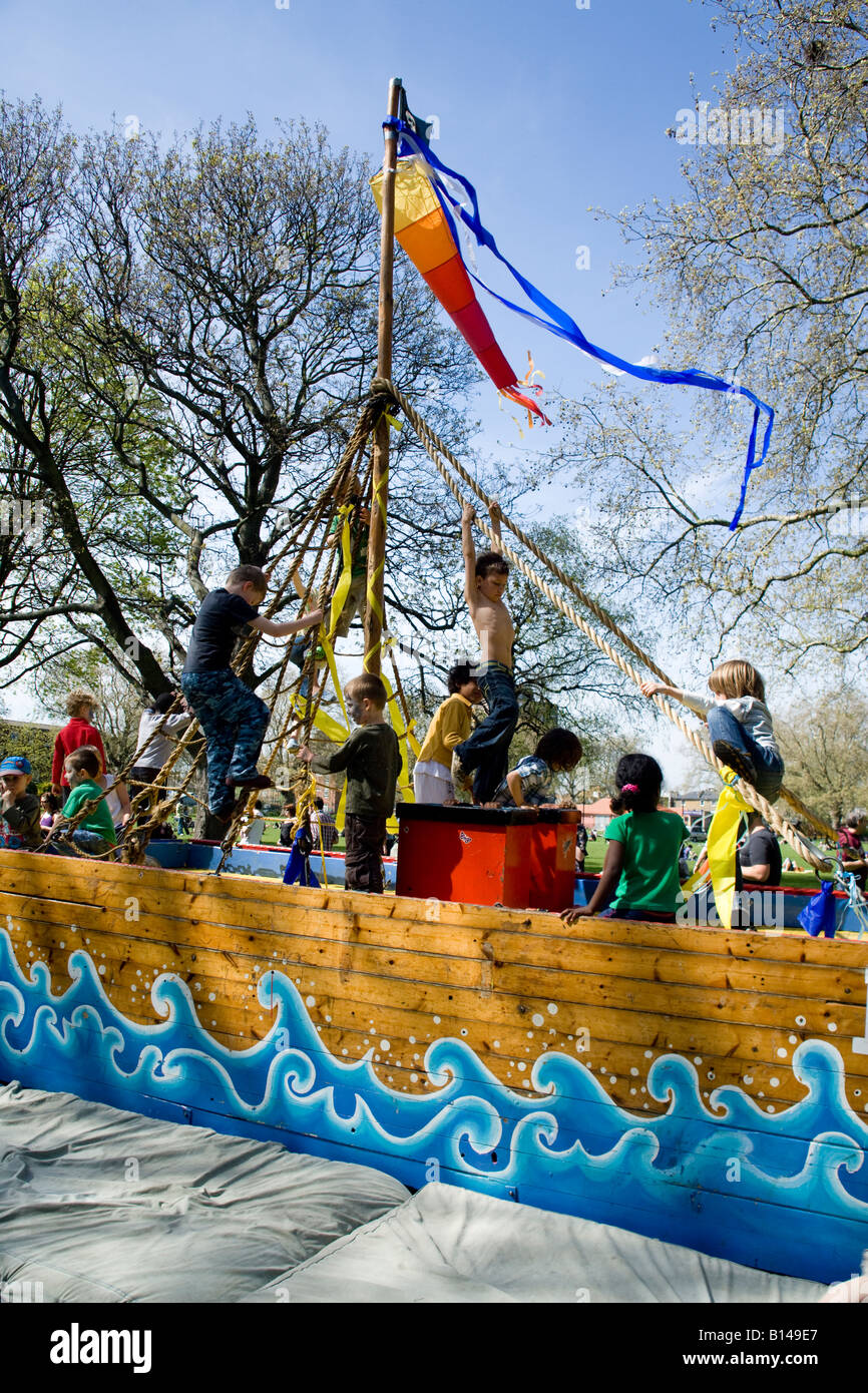 children playing pirates ship park summer Stock Photo - Alamy