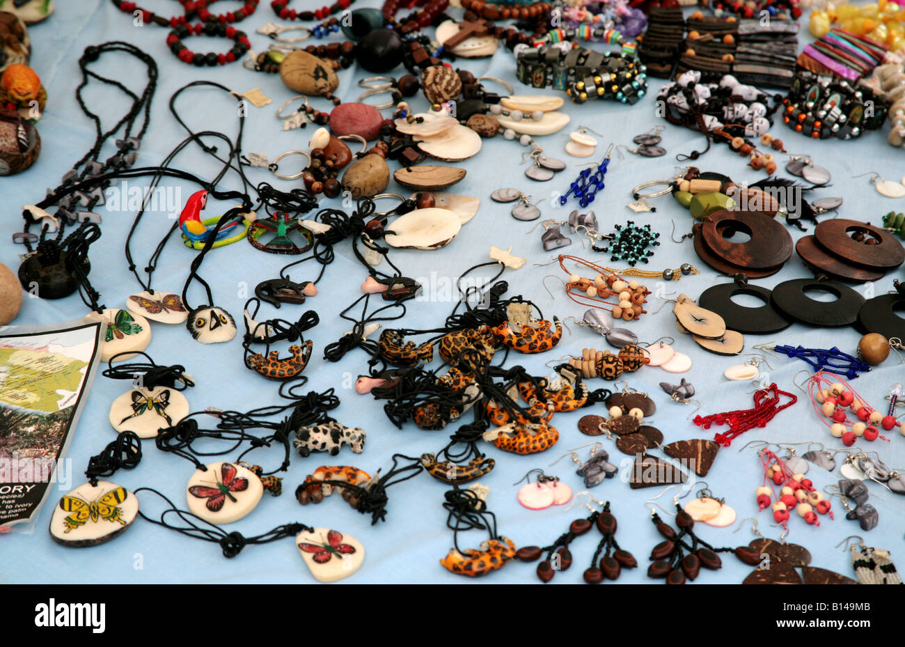 Panama indian crafts and arts on sale on a street market in Panama City ...