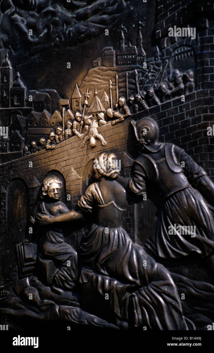Bronze monument on the Karls Bridge showing when the jesuit John of ...