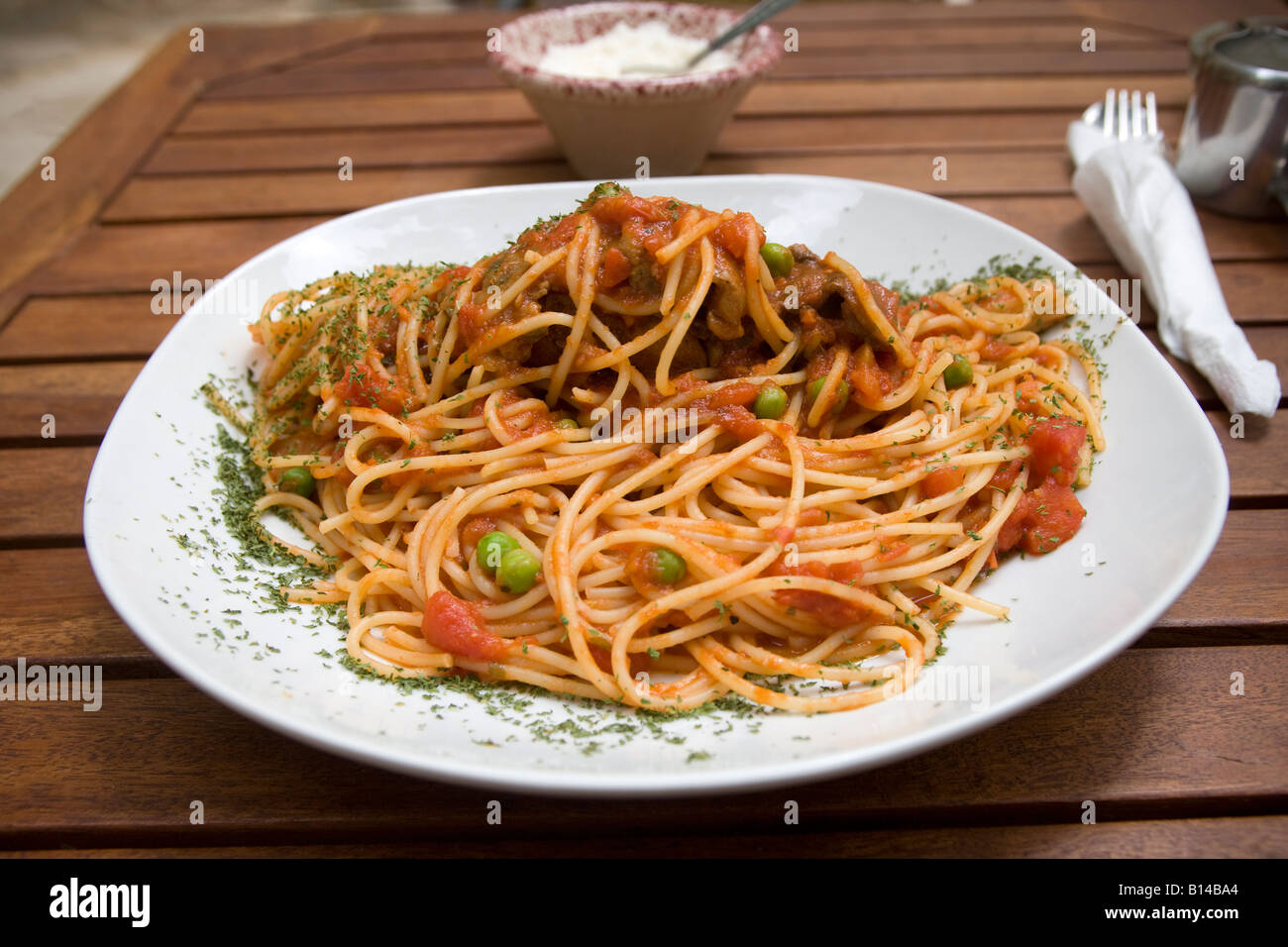 Spaghetti with Rabbit Valletta Malta Stock Photo - Alamy