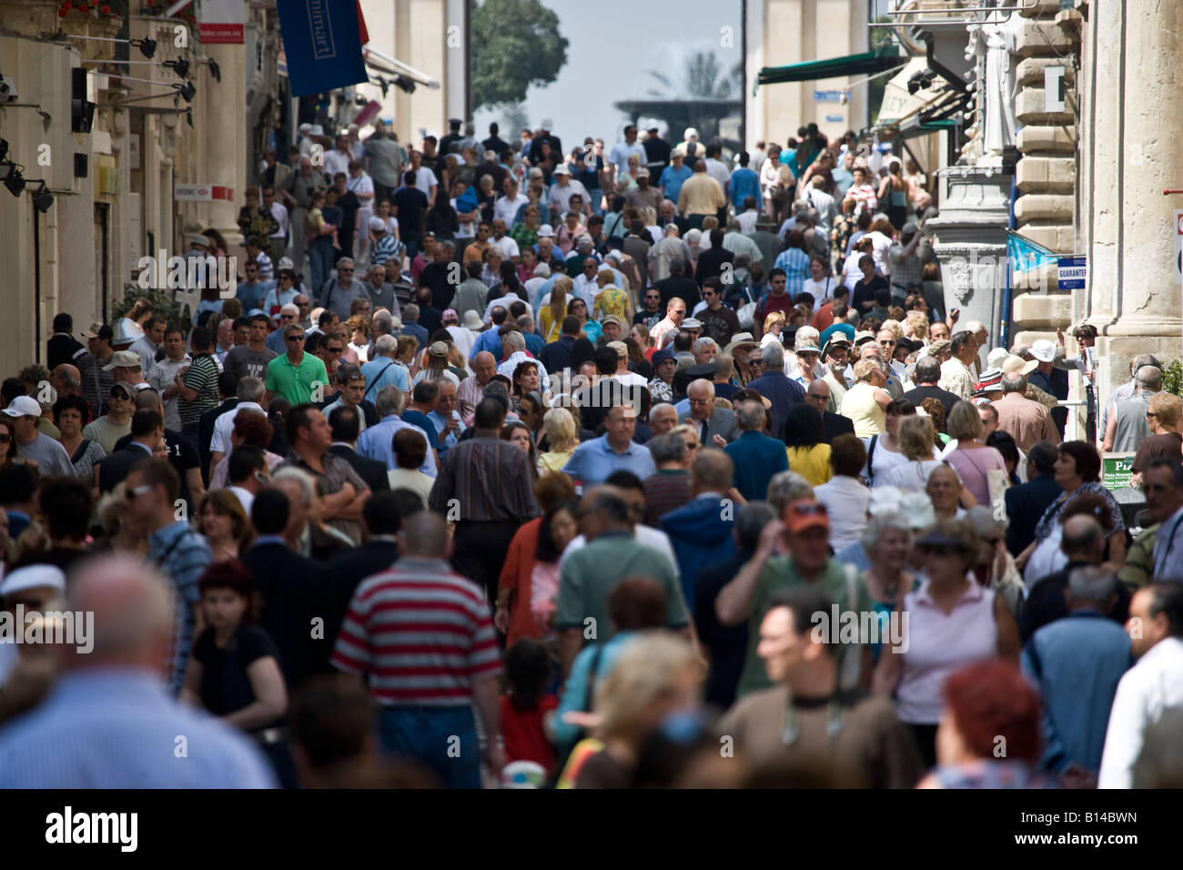 Crowd on Republic Street Valletta Malta Stock Photo - Alamy