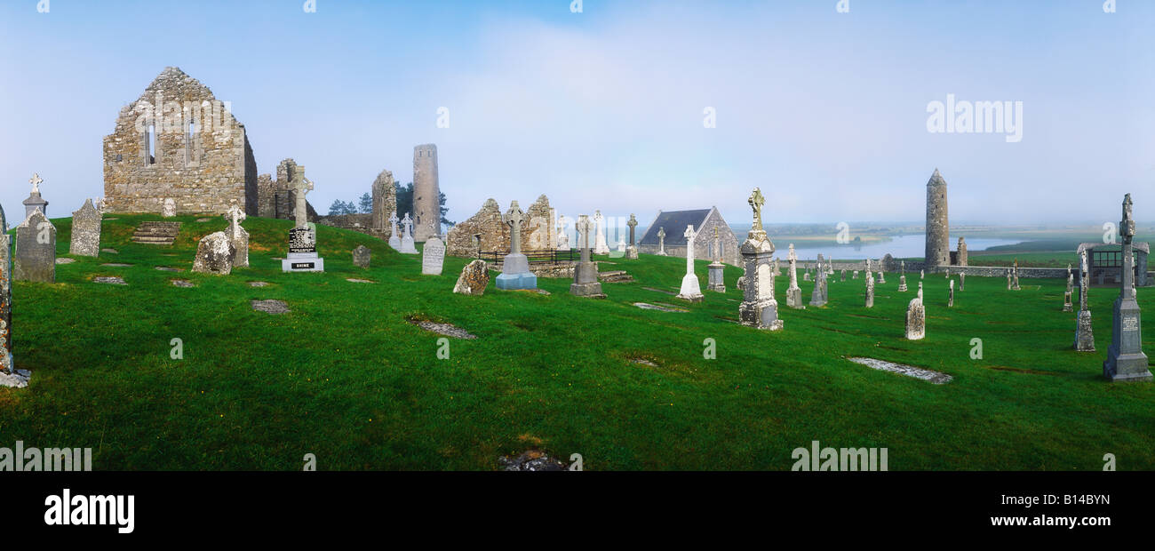 Clonmacnoise Monastery, County Offaly, Ireland, 6th Century Stock Photo ...
