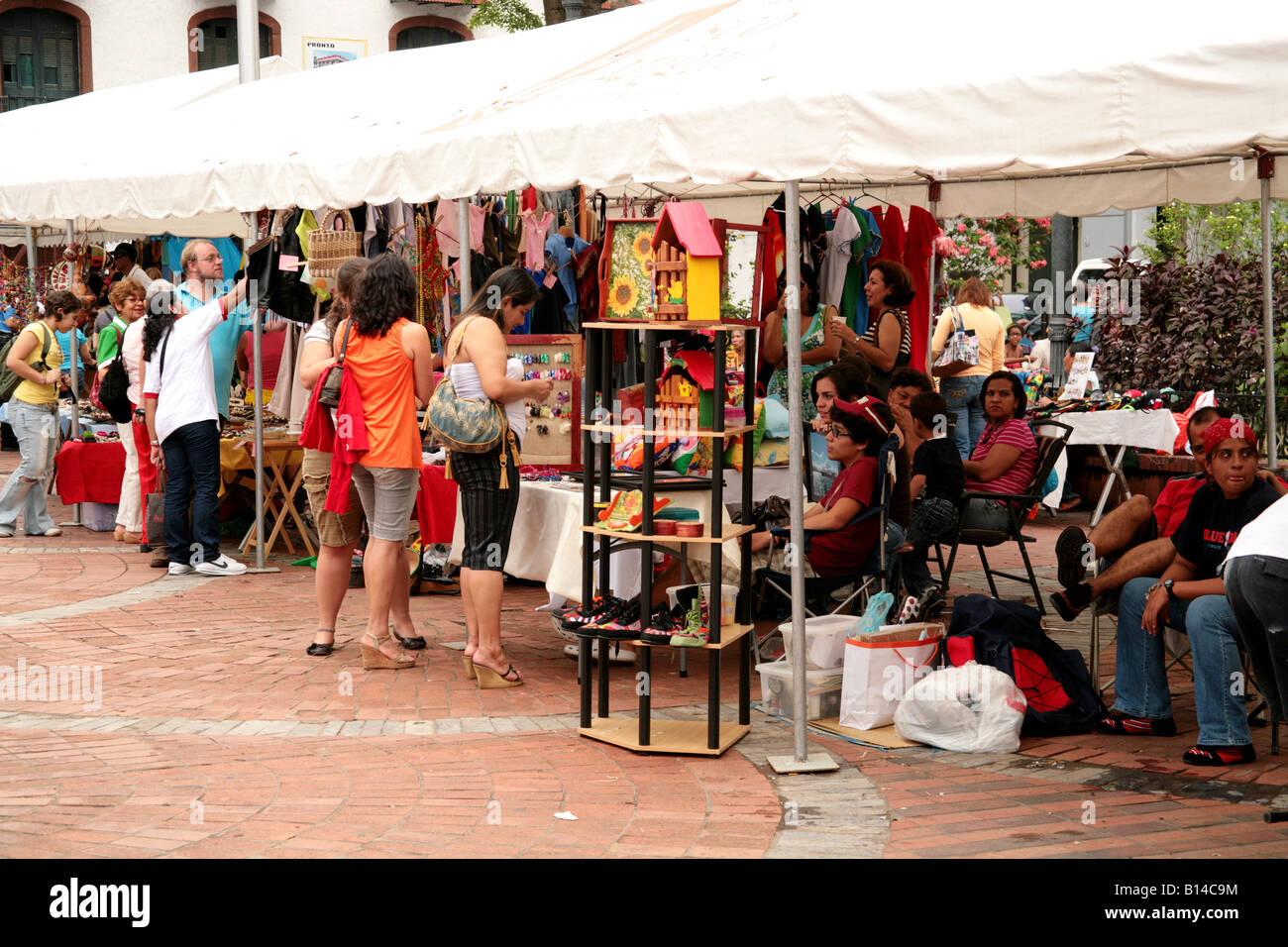Panama indian crafts and arts on sale on a street market in Panama City ...