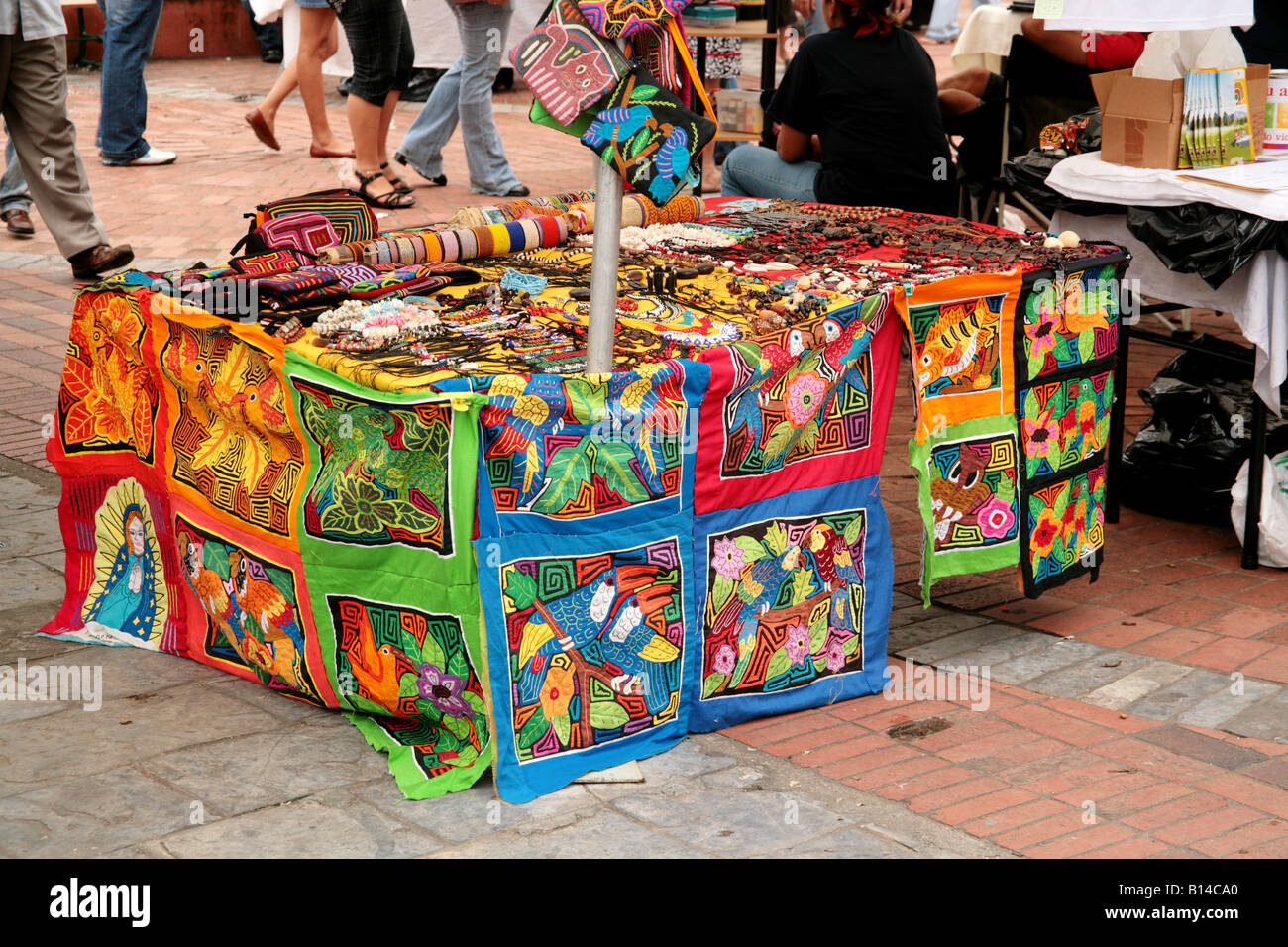 Panama indian crafts and arts on sale on a street market in Panama City ...