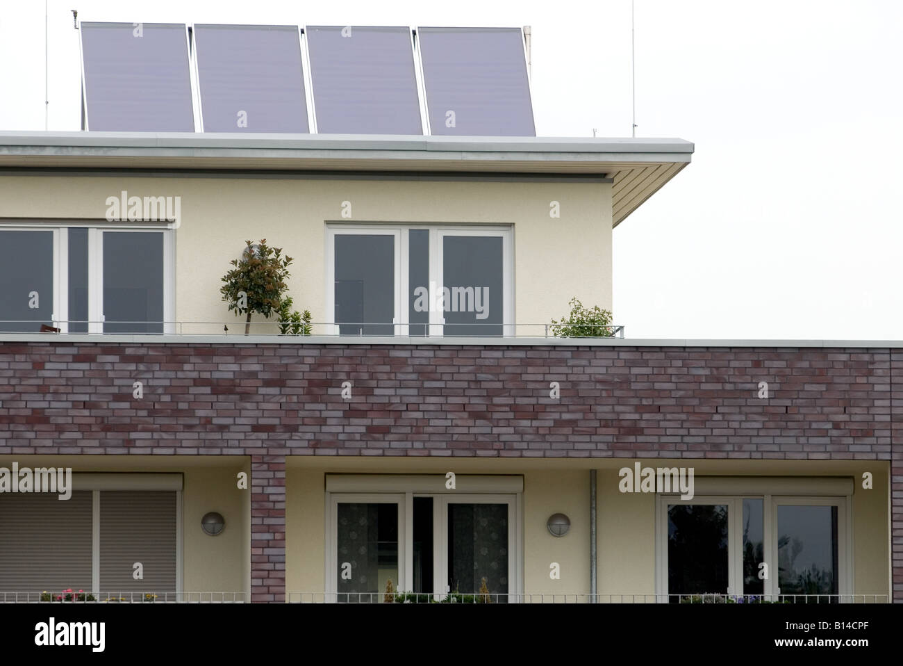 Solar panels on the roof of apartments in Bocklemund, Cologne, North ...