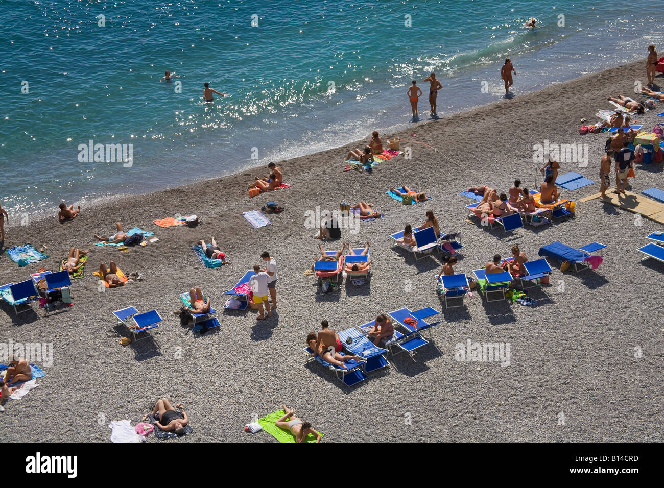 People on the beach, Amalfi, Campania, Italy Stock Photo - Alamy