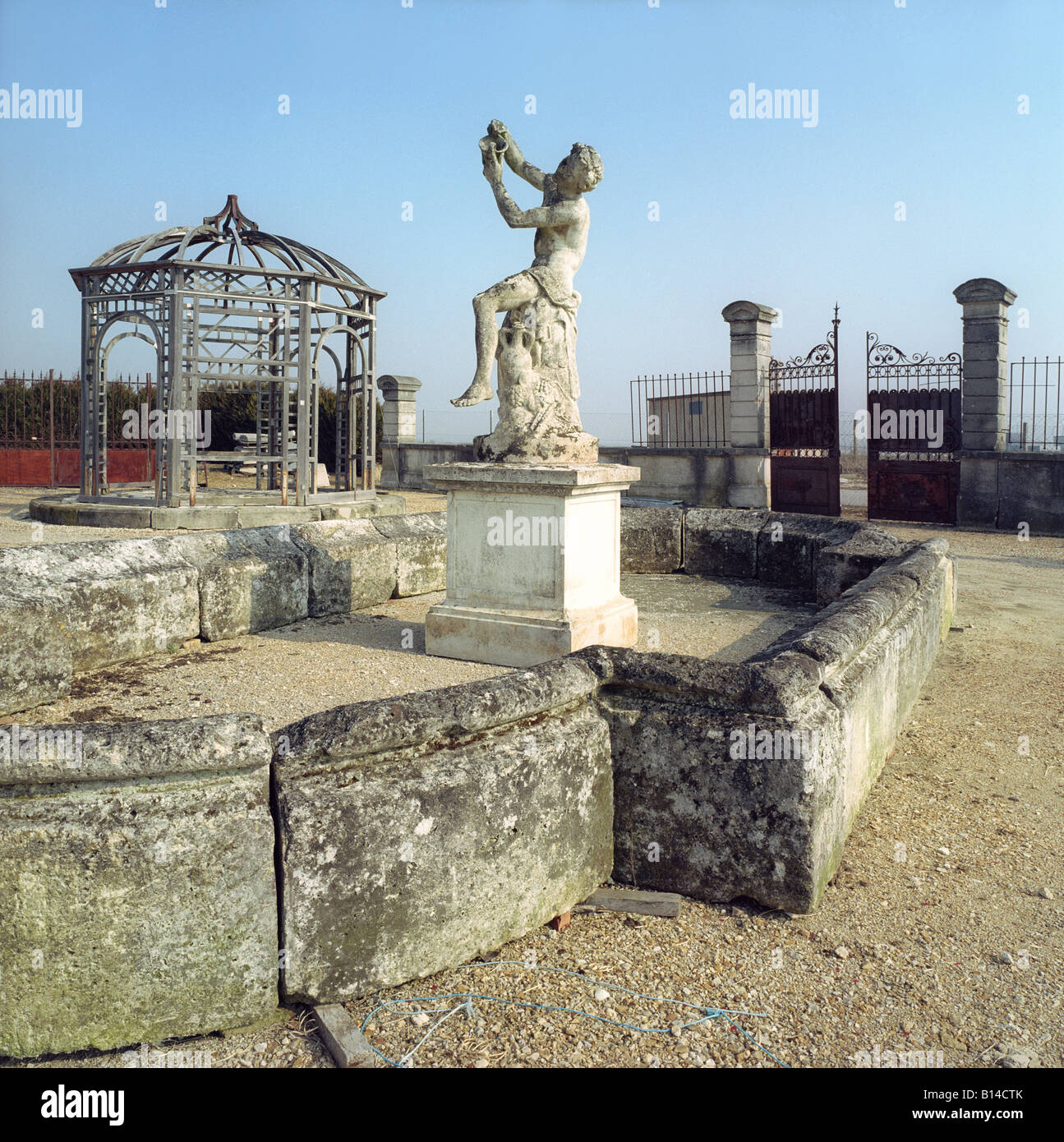 Renaissance French Carved stone fountain statue Stock Photo - Alamy