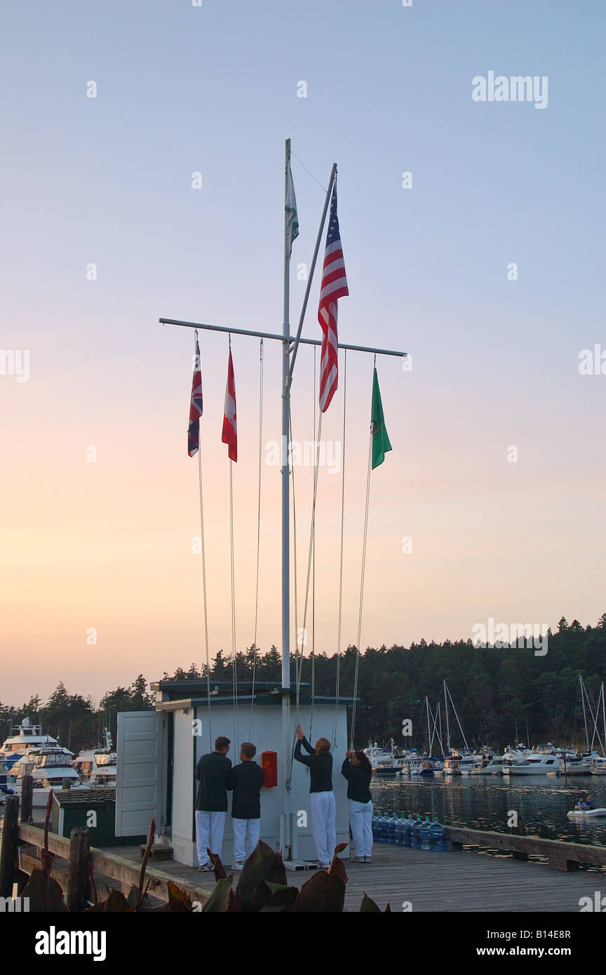 color guard ceremony at Roche Harbor in the San Juan Islands of ...