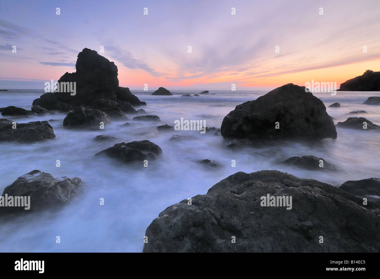 sunset at Muir Beach California near the Marin Headlands and Mt Tam ...