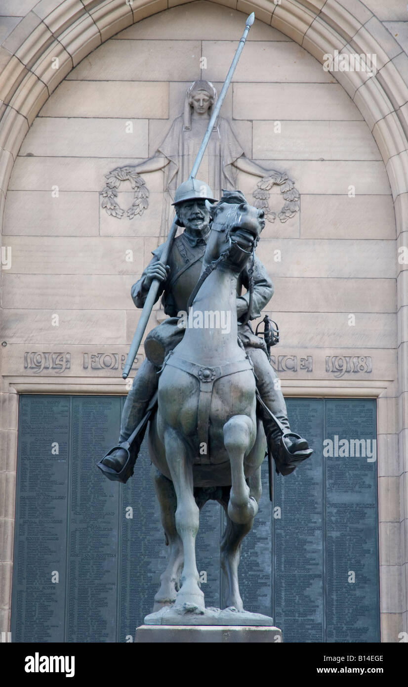Border Reiver statue in front of War Memorial in Galashiels Stock Photo ...