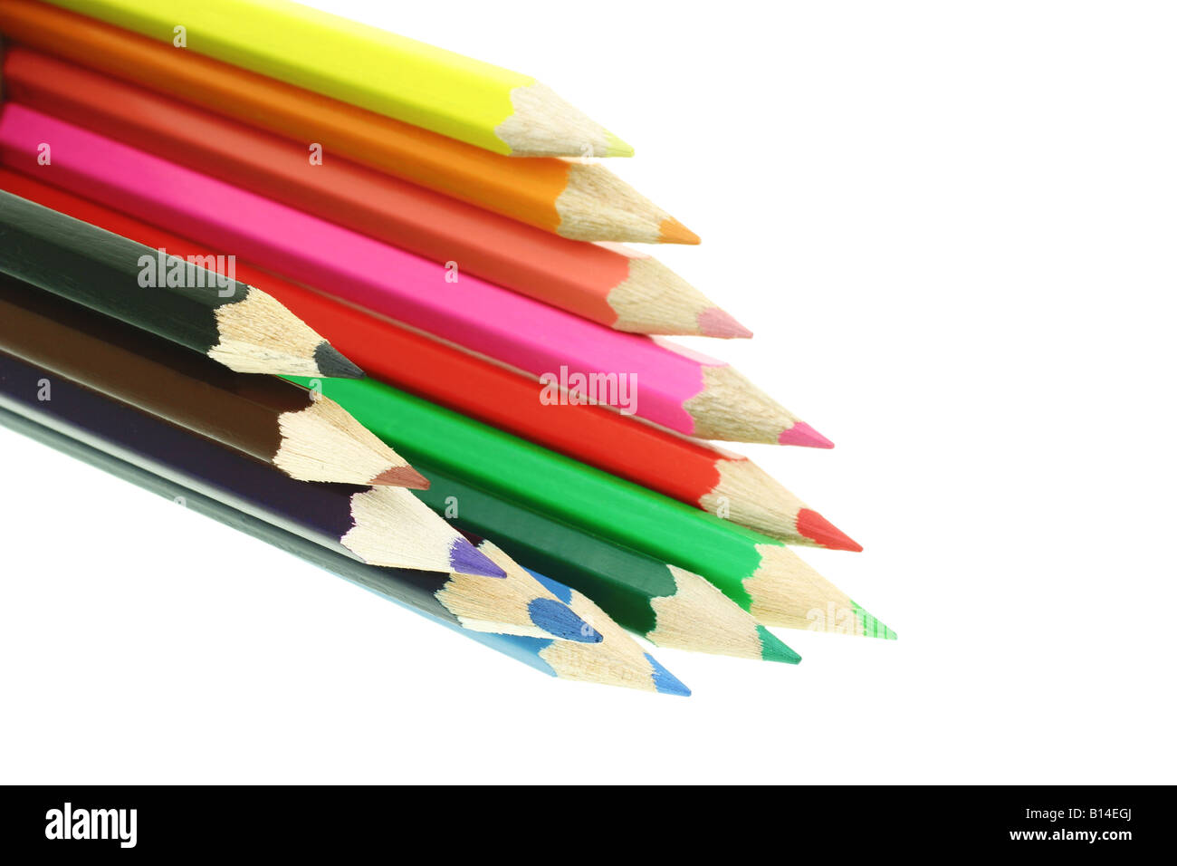 Multi Colored pencils on white background Stock Photo - Alamy