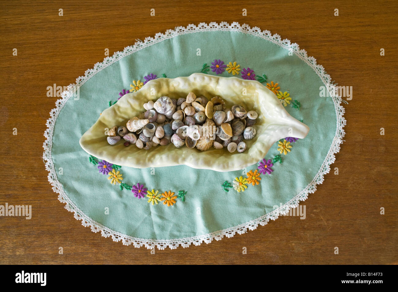 decorative shells on sideboard, 1970's Stock Photo - Alamy