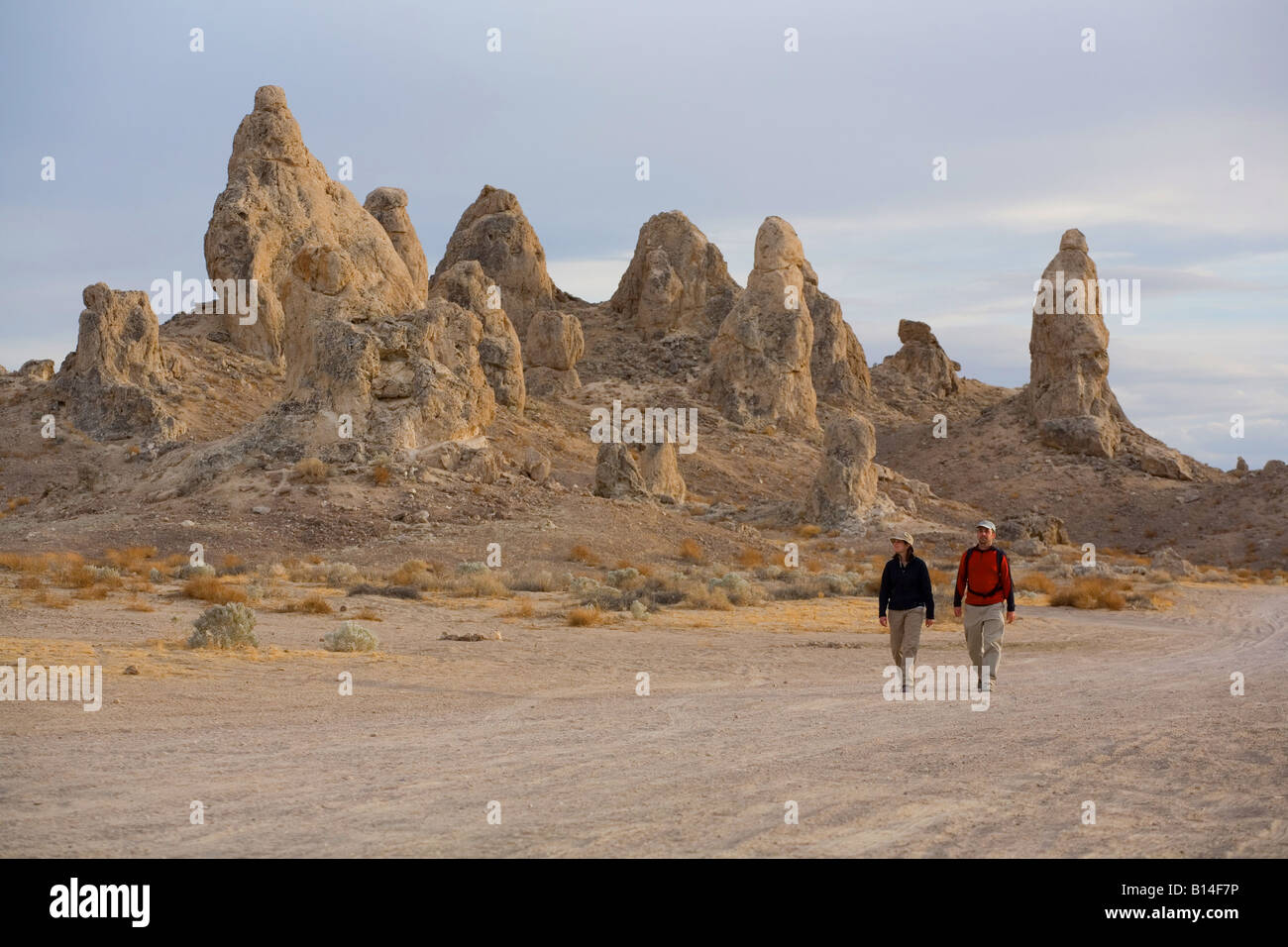 two people exploring trona pinnacles, california Stock Photo - Alamy