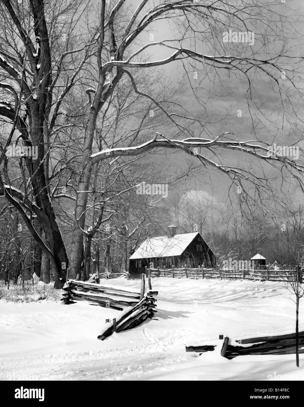 Historic Farmhouse in Winter Stock Photo - Alamy