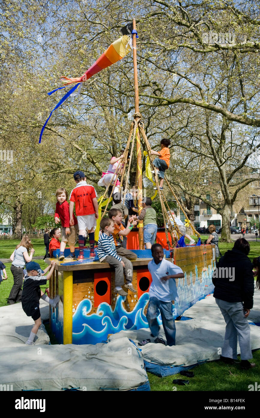 children playing pirates ship park summer Stock Photo - Alamy